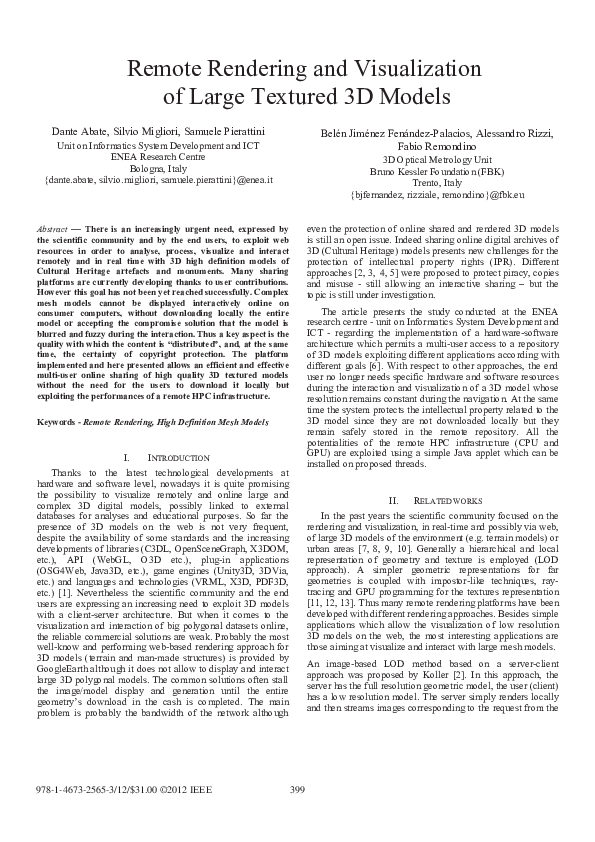 (PDF) Remote rendering and visualization of large textured 3D models