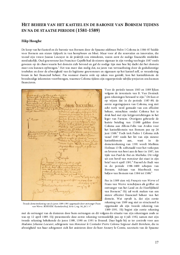 Het beheer van het kasteel en de baronie van Bornem tijdens en na de ...