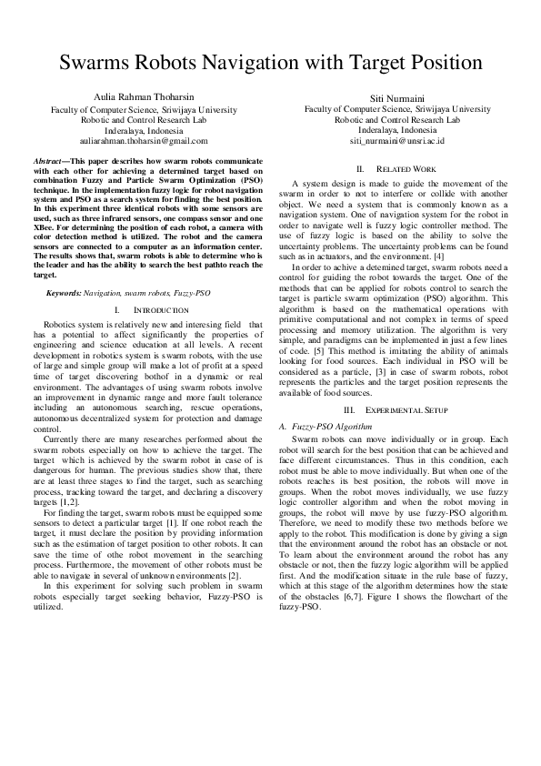 (PDF) Swarms Robots Navigation with Target Position