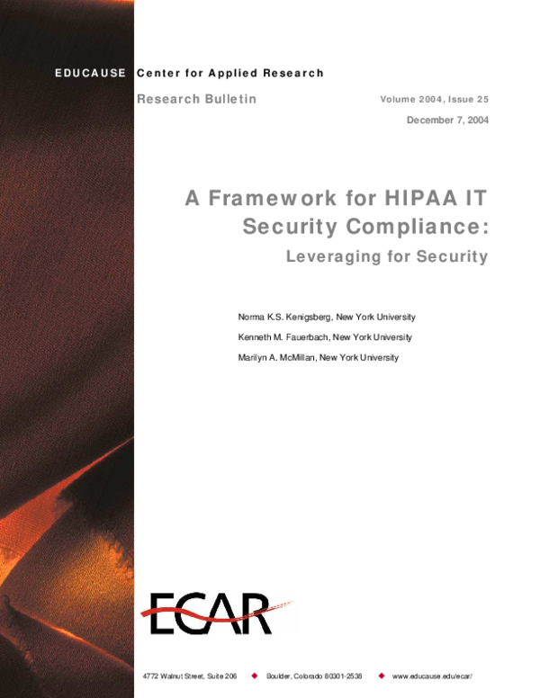 (PDF) A Framework for HIPAA IT Security Compliance