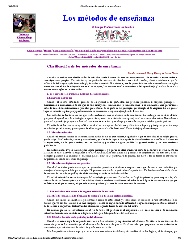 (PDF) Clasificacion de metodos de ensenanza