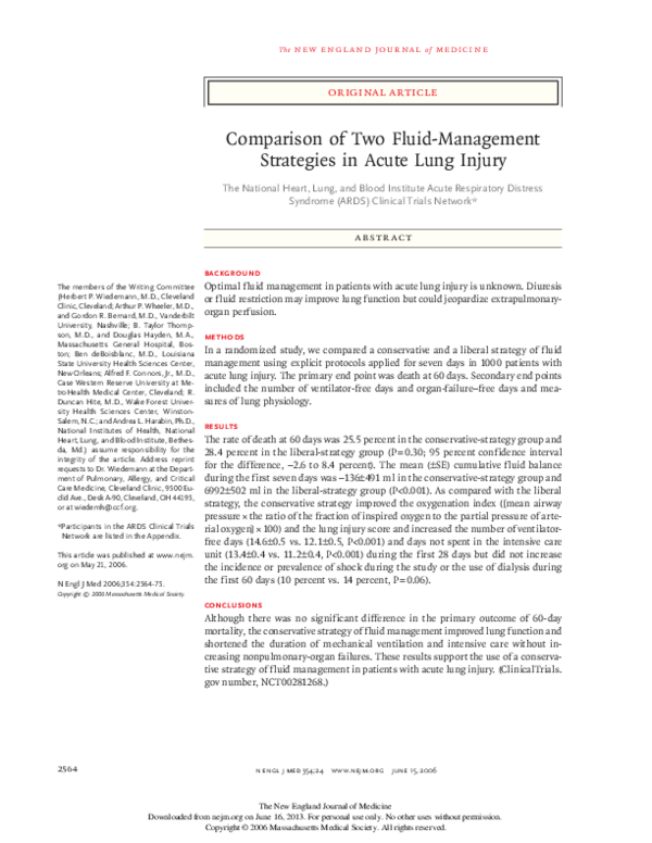 (PDF) Comparison of Two Fluid-Management Strategies in Acute Lung ...