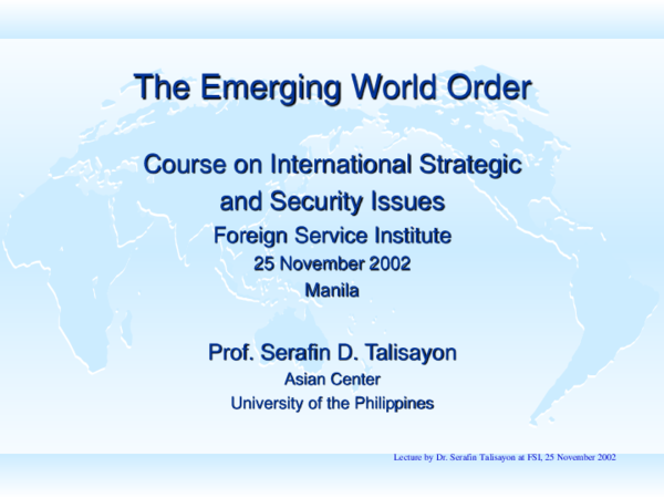 (PDF) The Emerging World Order