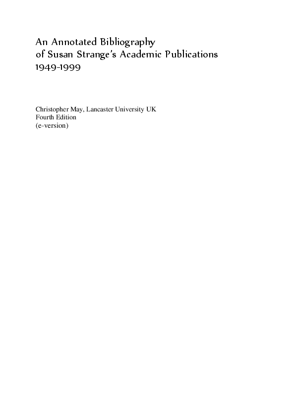 (DOC) Susan Strange - Annotated Bibliogrpahy