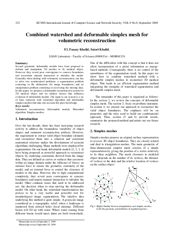 (PDF) Combined watershed and deformable simplex mesh for volumetric ...