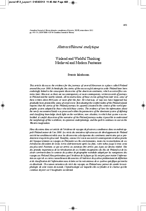 (PDF) „Vinland and Wishful Thinking: Medieval and Modern Fantasies“.