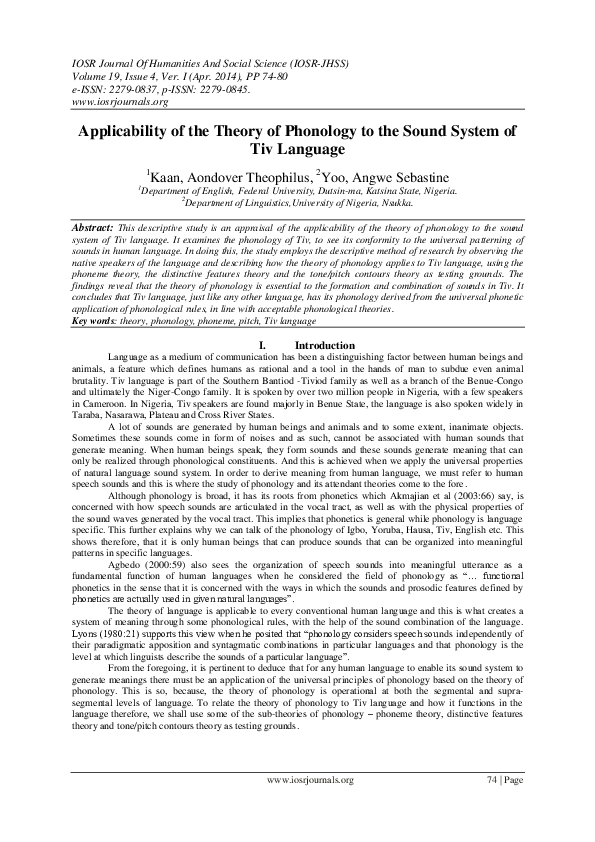 (PDF) Applicability of the Theory of Phonology to the Sound System of ...