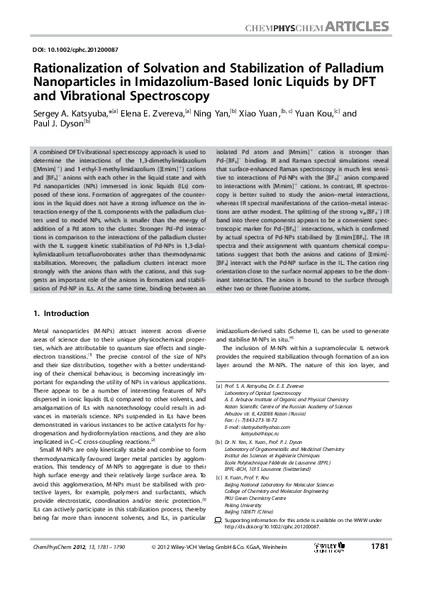 (PDF) Rationalization of Solvation and Stabilization of Palladium Nanoparticles in Imidazolium ...