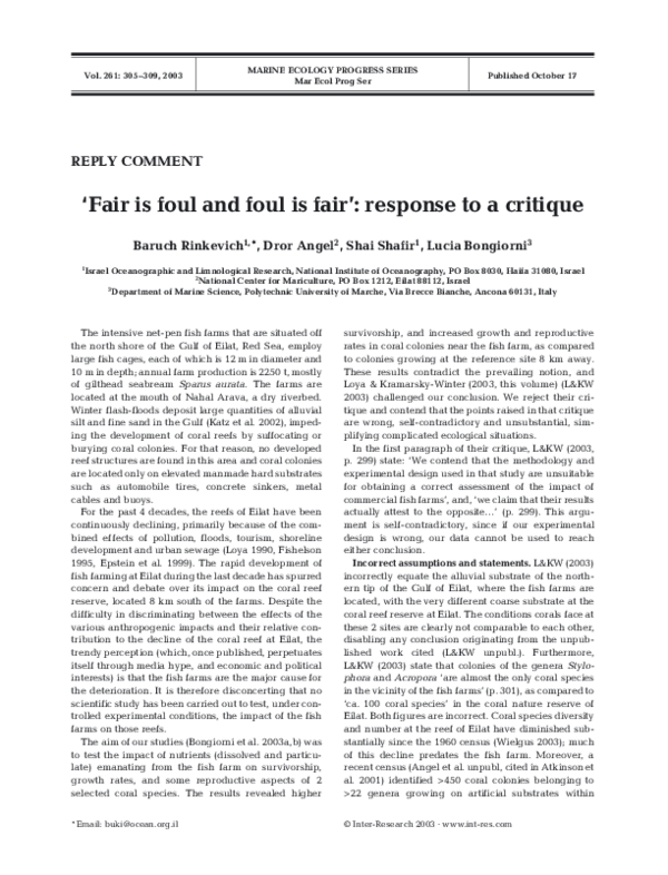 (PDF) Fair is foul and foul is fair': response to a critique