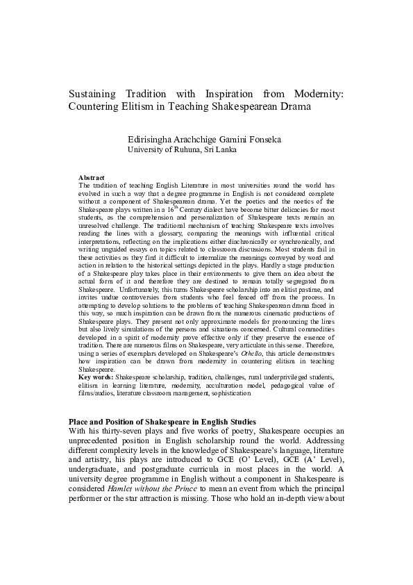 (PDF) Sustaining Tradition with Inspiration from Modernity: Countering ...