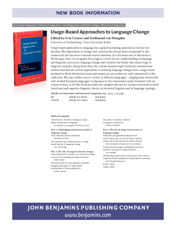 (PDF) Usage-Based Approaches to Language Change.