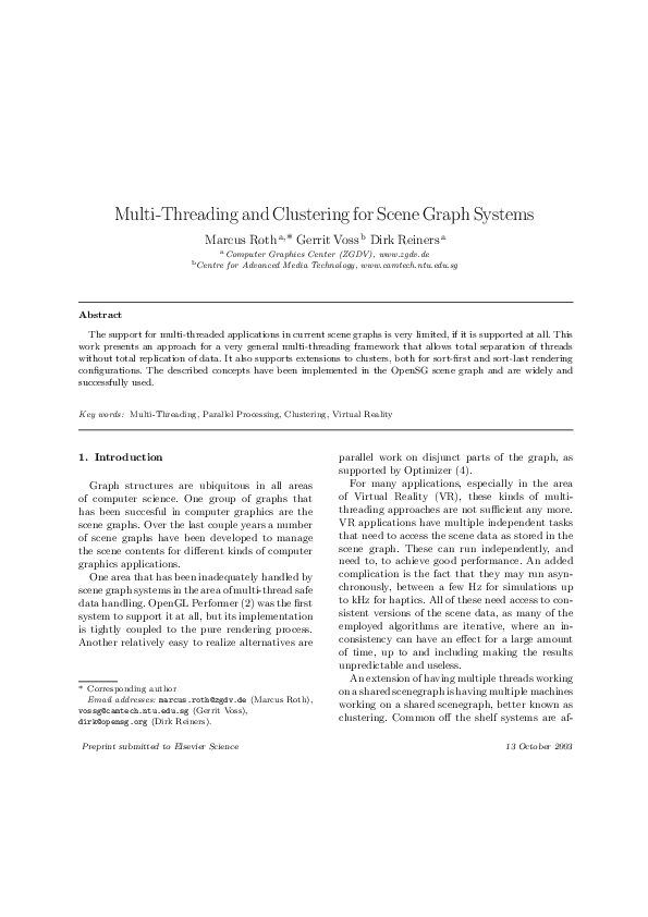 (PDF) Multi-Threading and Clustering for Scene Graph Systems