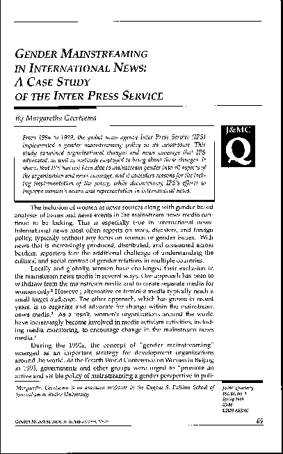 (PDF) Gender Mainstreaming in International News: A Case Study of Inter ...