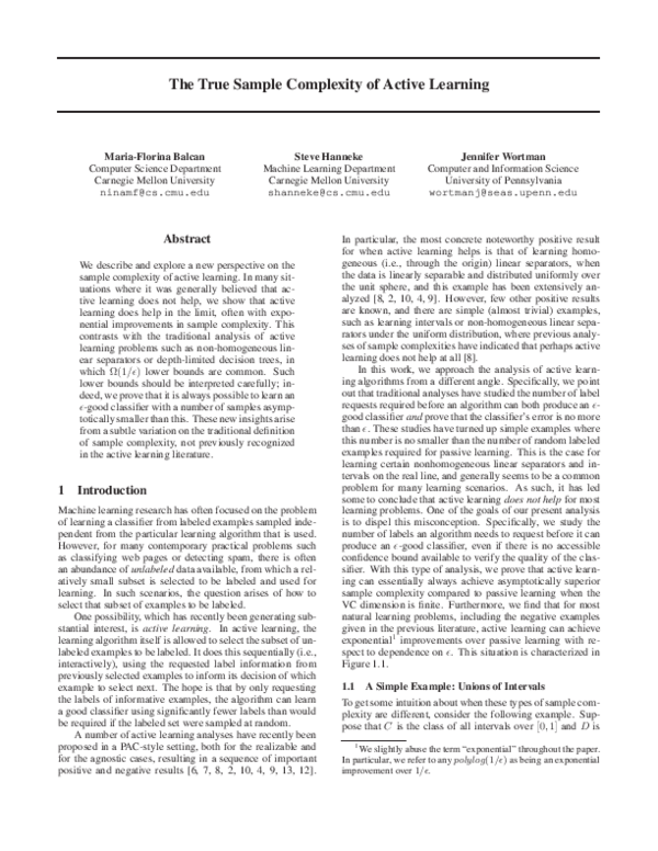 (PDF) The True Sample Complexity of Active Learning