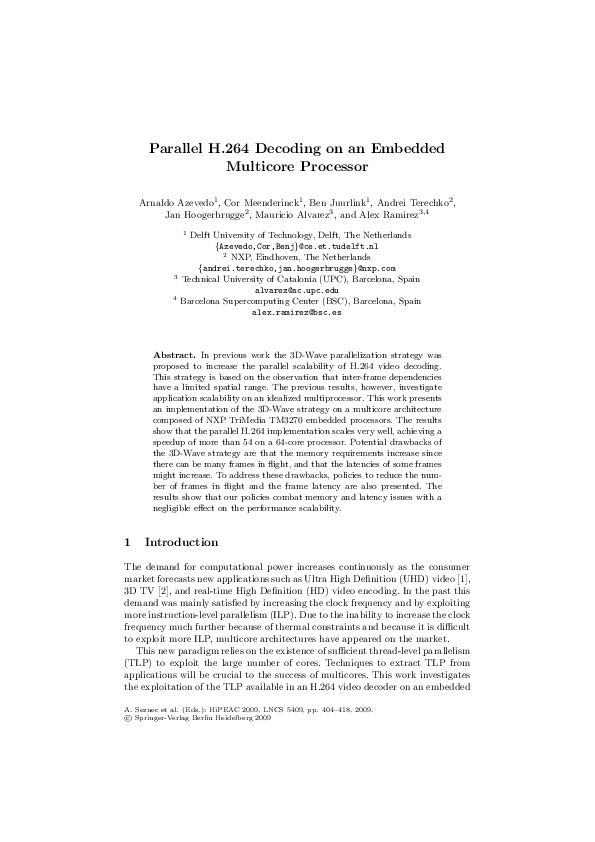 Pdf Parallel H264 Decoding On An Embedded Multicore Processor
