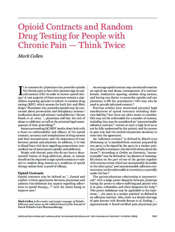 (PDF) Opioid Contracts and Random Drug Testing for People with Chronic ...