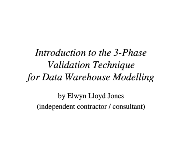(PDF) Introduction to the 3-Phase Validation Technique for Data ...