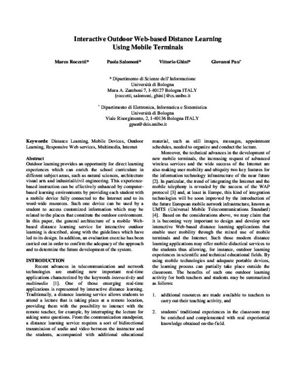 (PDF) Interactive Outdoor Web-Based Distance Learning Using Mobile ...