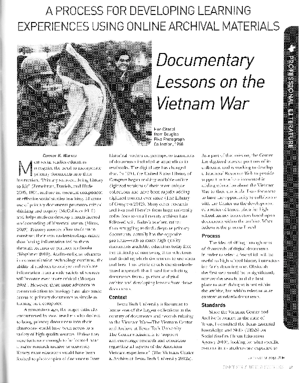 (PDF) Documentary lessons on the Vietnam War: a process for developing ...