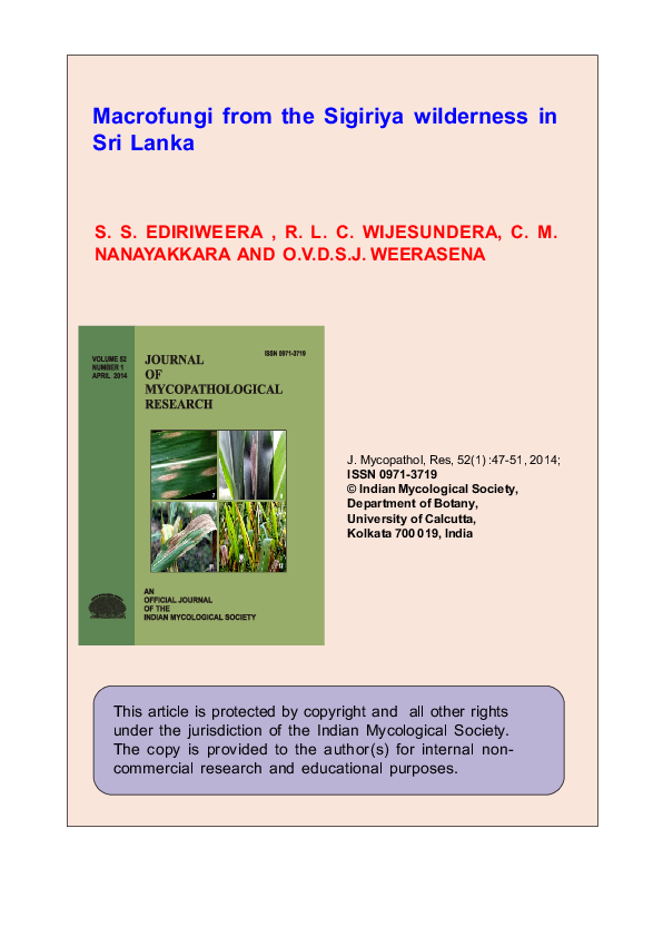 (PDF) Macrofungi from the Sigiriya wilderness in Sri Lanka