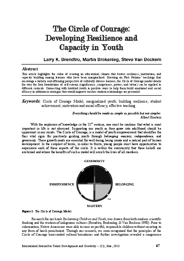 (PDF) The Circle of Courage: Developing Resilience and Capacity in Youth