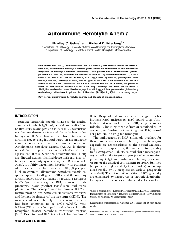 Autoimmune Hemolytic Anemia