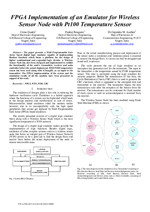 Pdf Fpga Implementation Of An Emulator For Wireless Sensor Node With