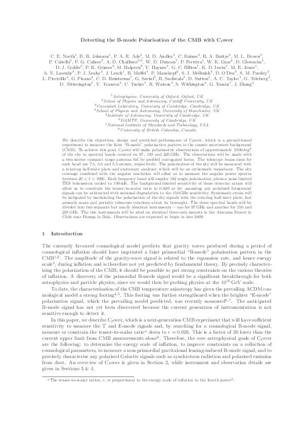 (PDF) Detecting the B-mode Polarisation of the CMB with Clover
