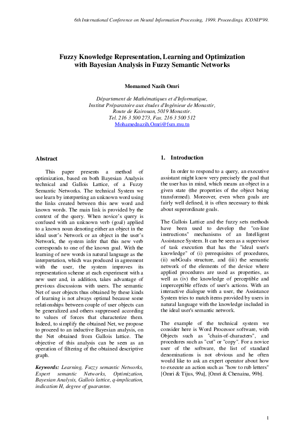 (PDF) Fuzzy Knowledge Representation, Learning and Optimization with Bayesian Analysis in Fuzzy ...