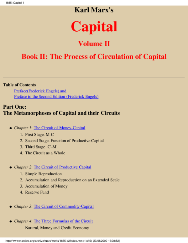 (PDF) Karl Marx's Capital Volume II Book II: The Process of Circulation ...