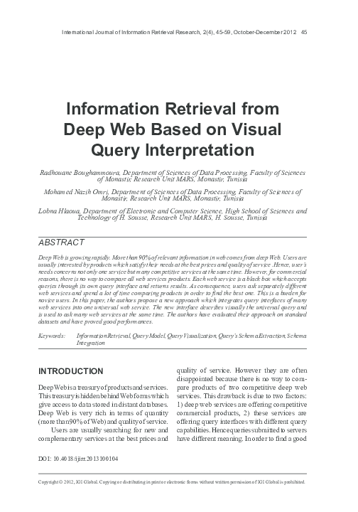 (PDF) Information Retrieval from Deep Web Based on Visual Query Interpretation
