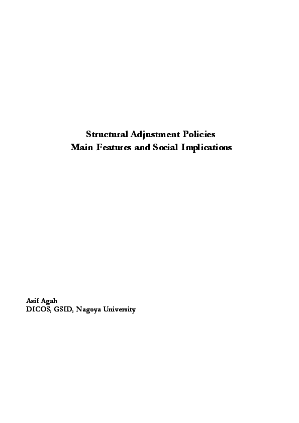 (PDF) Structural Adjustment Policies: Main Features and Social Implications