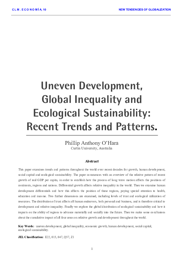(PDF) Uneven Development, Global Inequality and Ecological ...