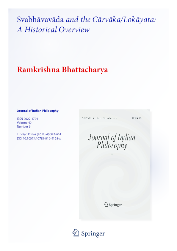(PDF) Svabhavavada and the Carvaka/Lokayata : A Historical Overview