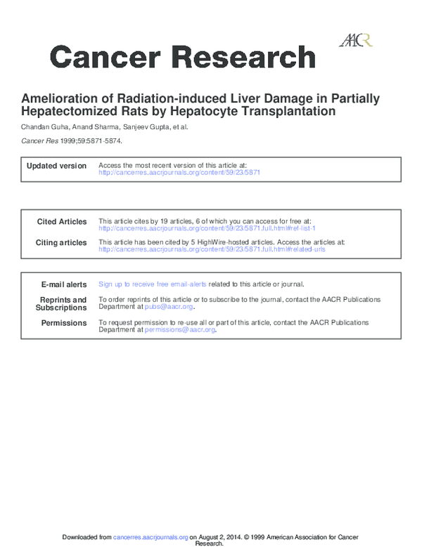 (PDF) Amelioration of Radiation-induced Liver Damage in Partially ...