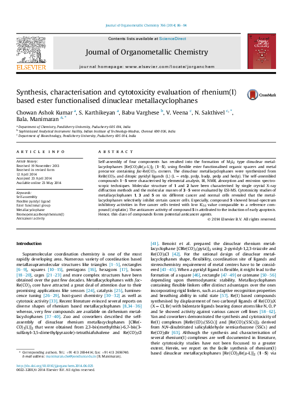 (PDF) Synthesis, characterisation and cytotoxicity evaluation of ...