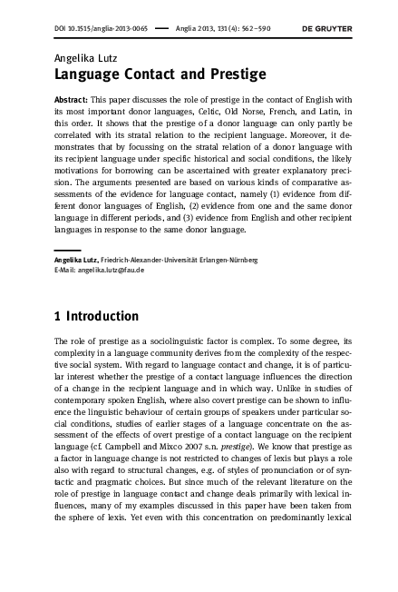 Language contact and prestige