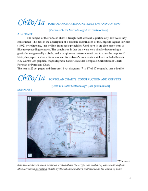(DOC) ChPo/1a PORTOLAN CHARTS: CONSTRUCTION AND COPYING [Occam's Razor Methodology (Lex parsimoniae