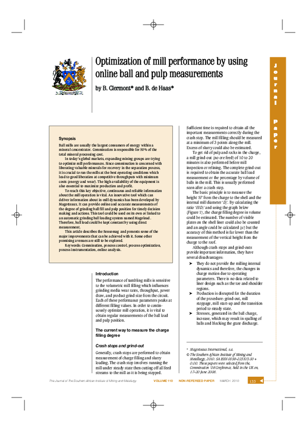 Pdf Optimization Of Mill Performance By Using