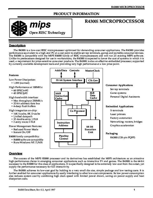 R4300i MICROPROCESSOR