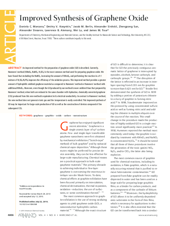 (PDF) Synthesis of Graphine oxide by Hummers method
