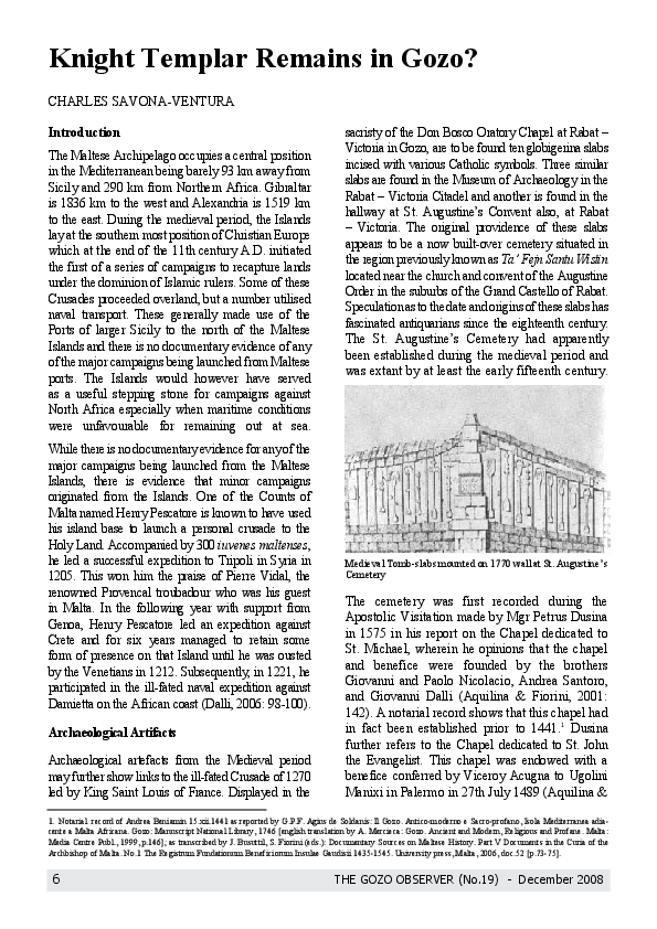 (PDF) Knight Templar Remains in Gozo