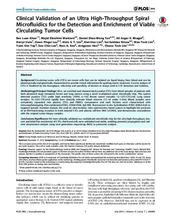 (PDF) Clinical Validation of an Ultra High-Throughput Spiral Microfluidics for the Detection and ...