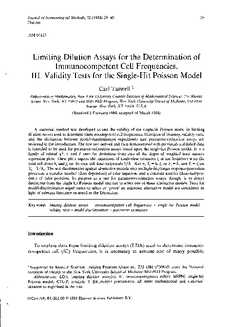 (PDF) Limiting Dilution Assays for the Determination of Immunocompetent ...