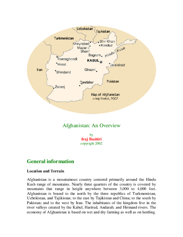 (PDF) Afghanistan: An Overview