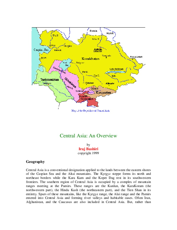 Pdf Central Asia An Overview
