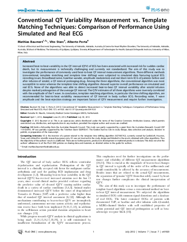 Pdf Conventional Qt Variability Measurement Vs Template Matching