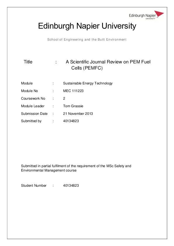 (DOC) Scientific Journal Review on PEM Fuel Cells