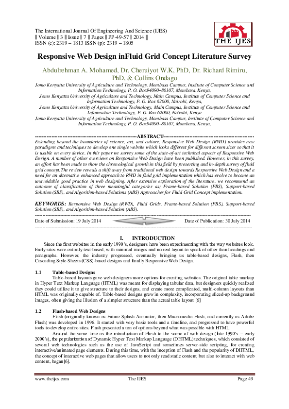 (PDF) Responsive Web Design inFluid Grid Concept Literature Survey