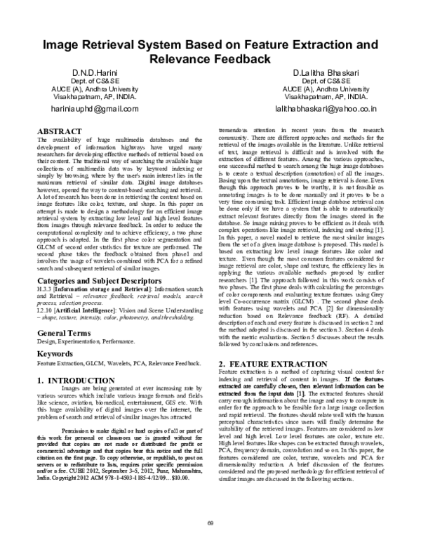 (PDF) Image Retrieval System Based on Feature Extraction and Relevance ...